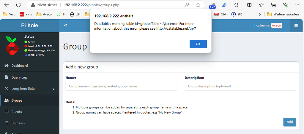 Datatables Warning Table Id Groupstable Ajax Error Community Help