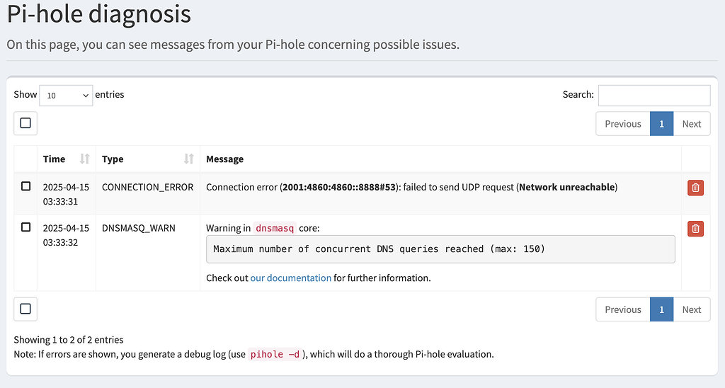 Meldungen in der Pi-hole diagnosis - Deutschsprachige Hilfe - Pi-hole Userspace