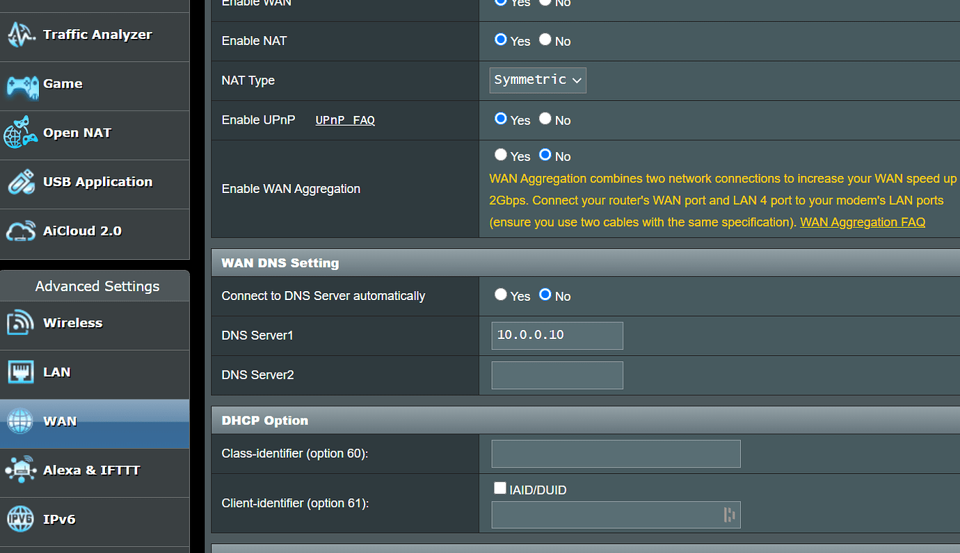 Configuring DNS Server - LAN or WAN Settings on ASUS Router ...