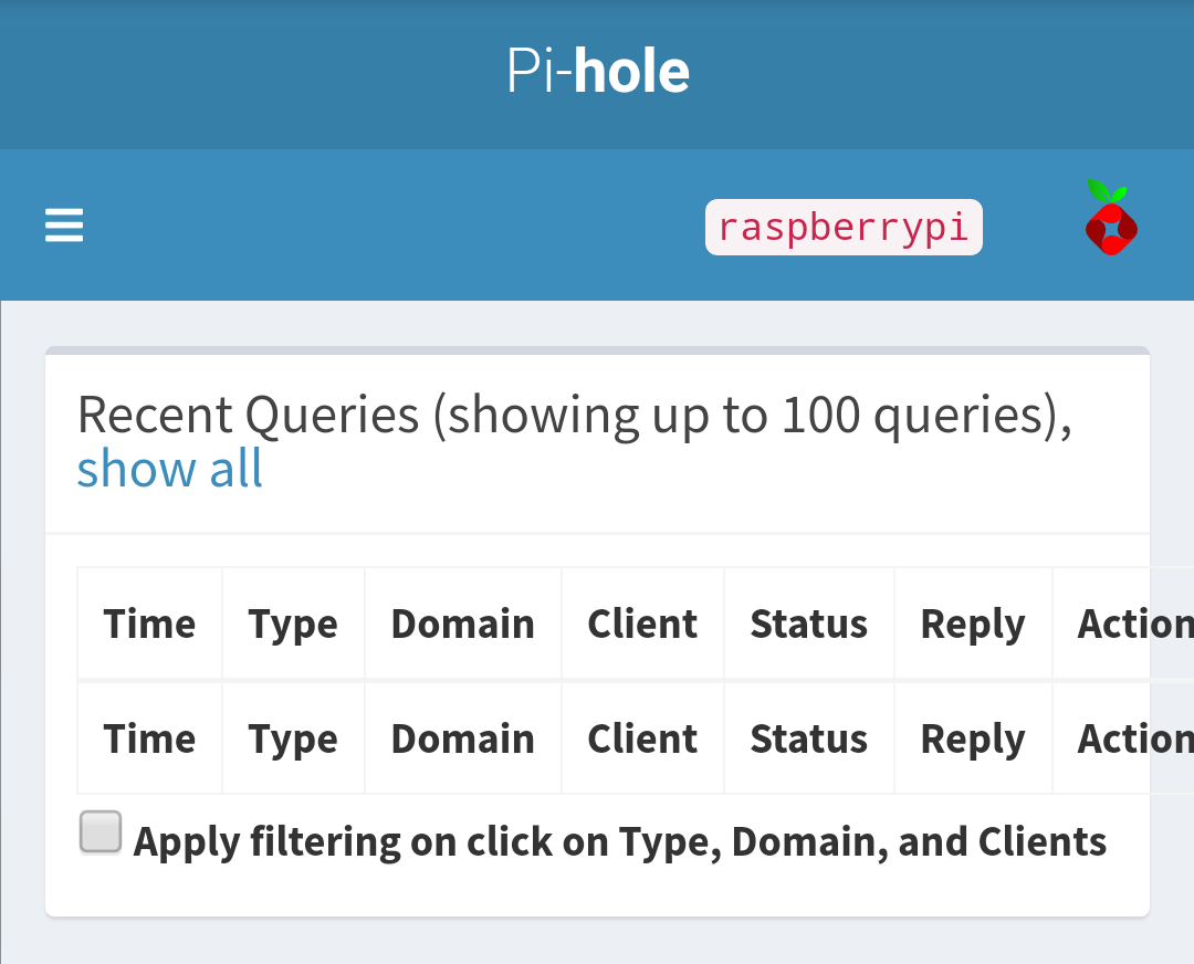 No log data in dashboard - Help - Pi-hole Userspace