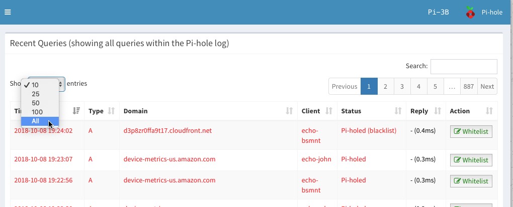 Page number field for query log - Feature Requests - Pi-hole Userspace