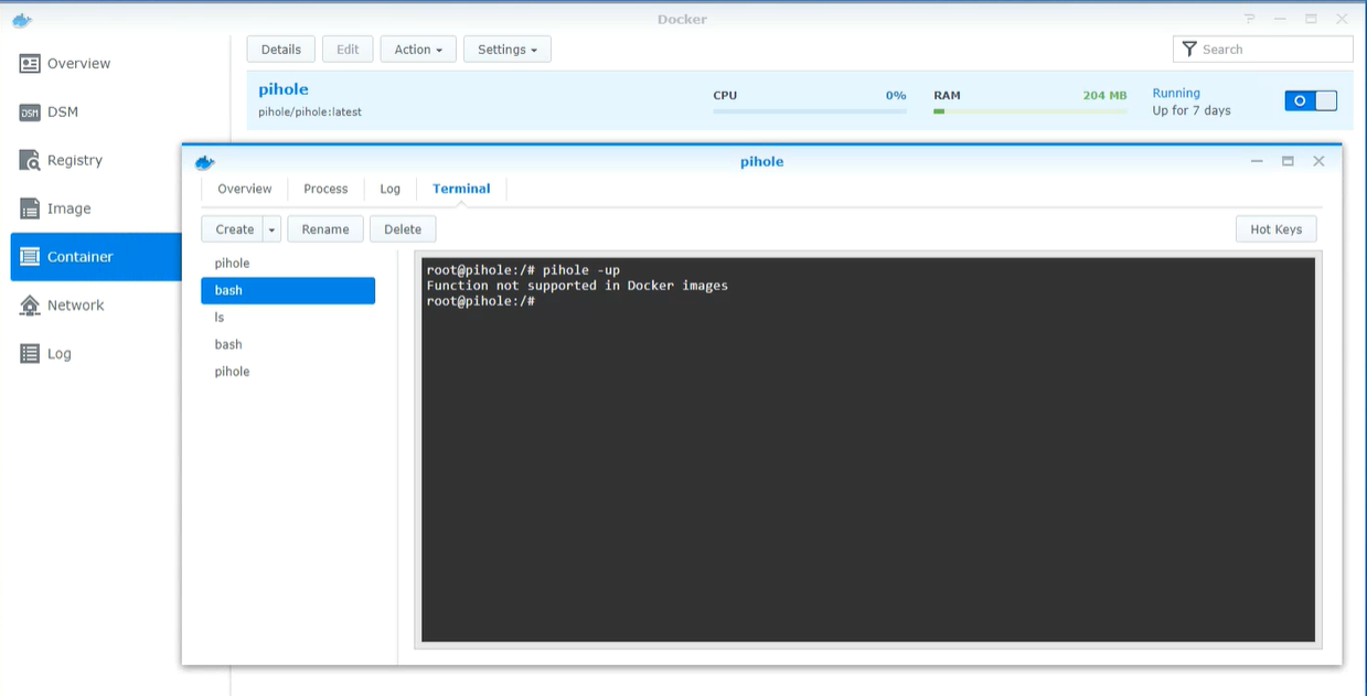 How to update the Pi-Hole when it is running as a docker? - Synology - Pi-hole Userspace