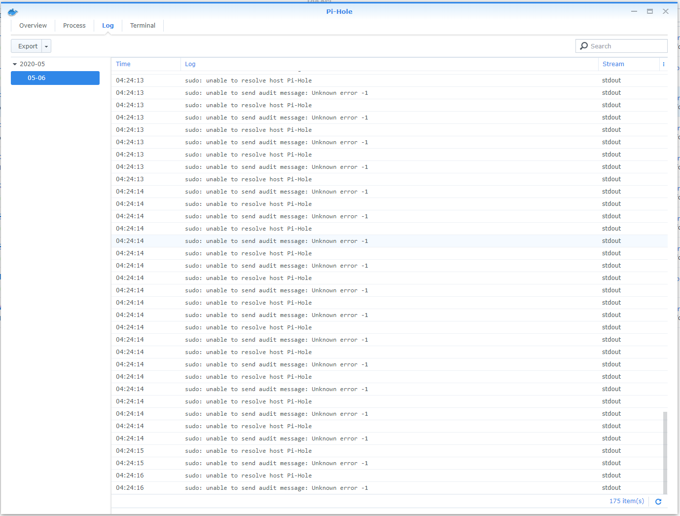 Synology Docker Error Unable To Resolve Host Pi Hole And Unable To Send Audit Message