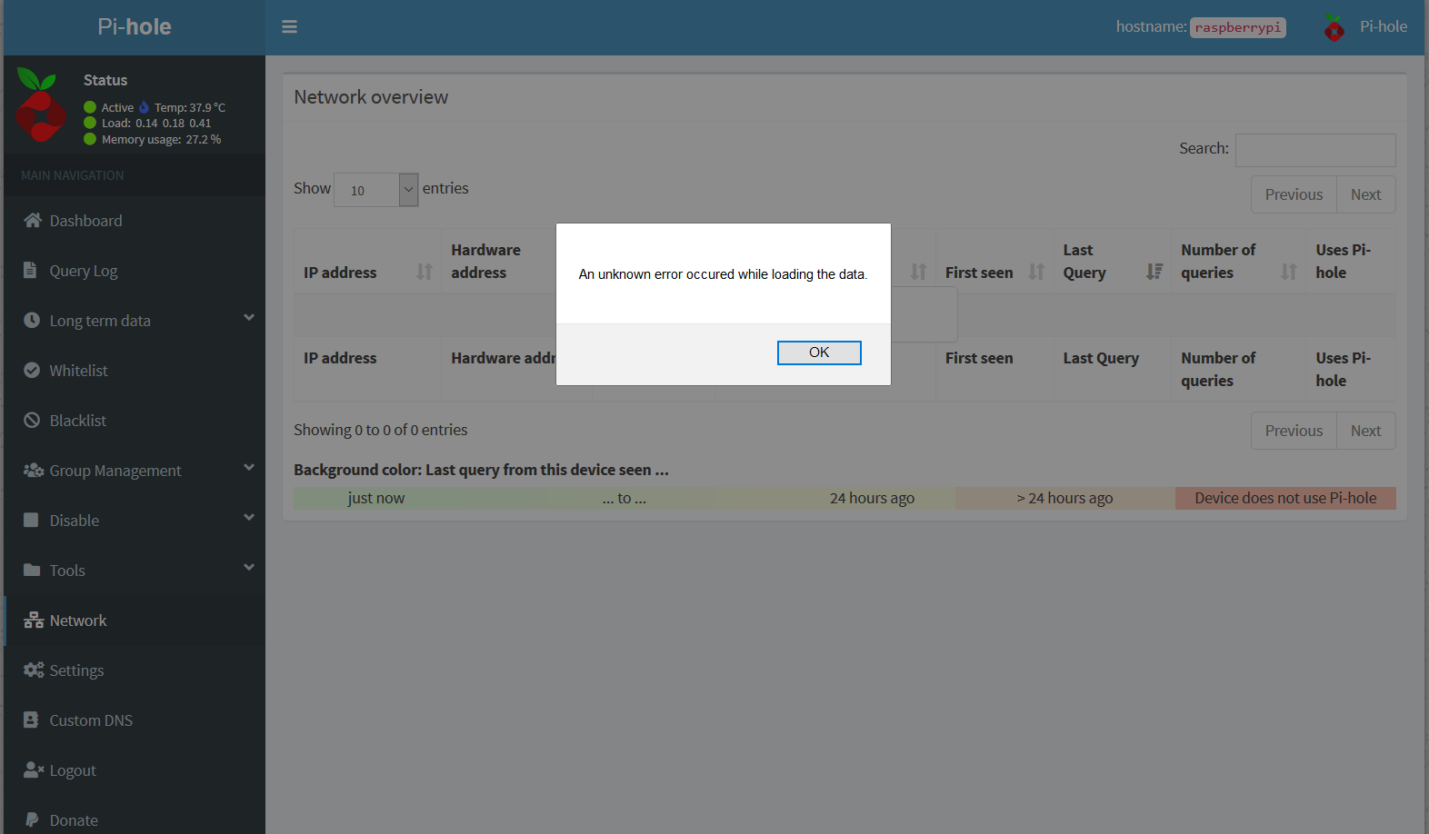 Web interface not loading some pages - Beta 5.0 - Pi-hole Userspace