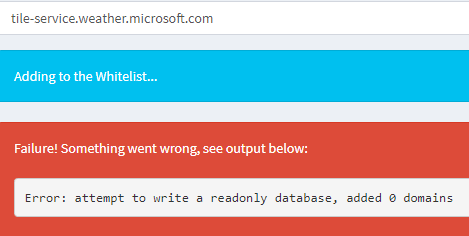 Unable to add whitelist/blacklist items using the web interface - Help - Pi-hole Userspace