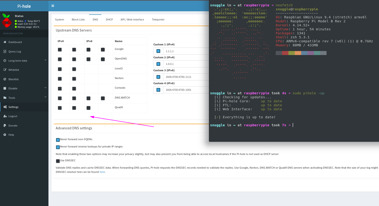 [Solved/Resolved] CloudFlare Upstream DNS Missing - Help - Pi-hole Userspace
