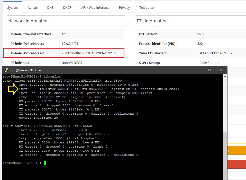 Different IPv6 on dashboard vs. ifconfig - Help - Pi-hole Userspace