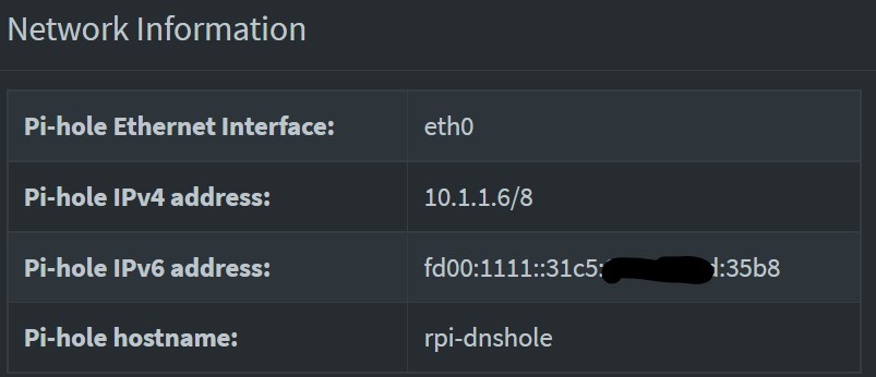 Pi-Hole IPv6 changed. How to update display in settings? - Help - Pi-hole Userspace