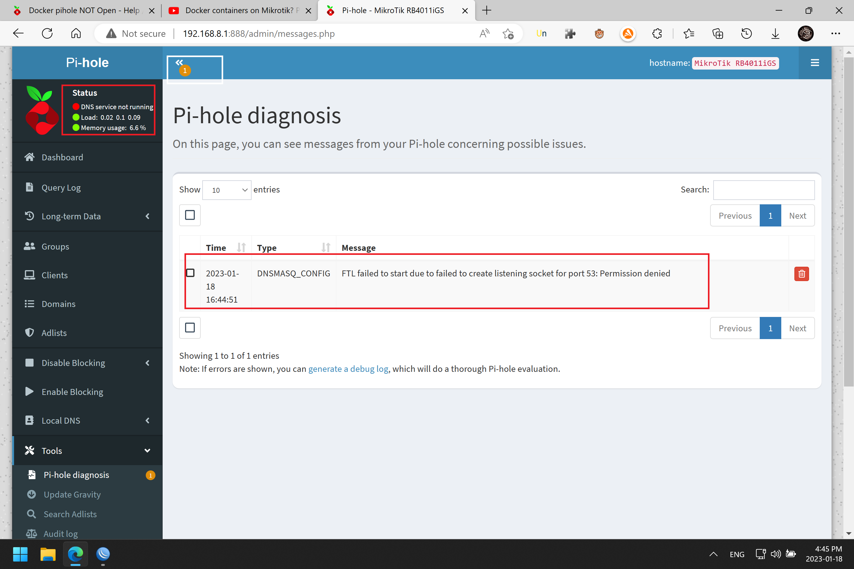 Docker pihole NOT Open - docker - Pi-hole Userspace