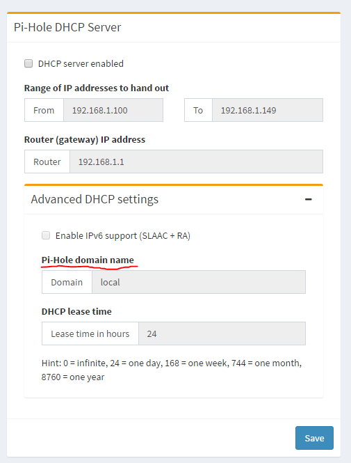 (DHCP) Ability to change .local domain - Implemented - Pi-hole Userspace