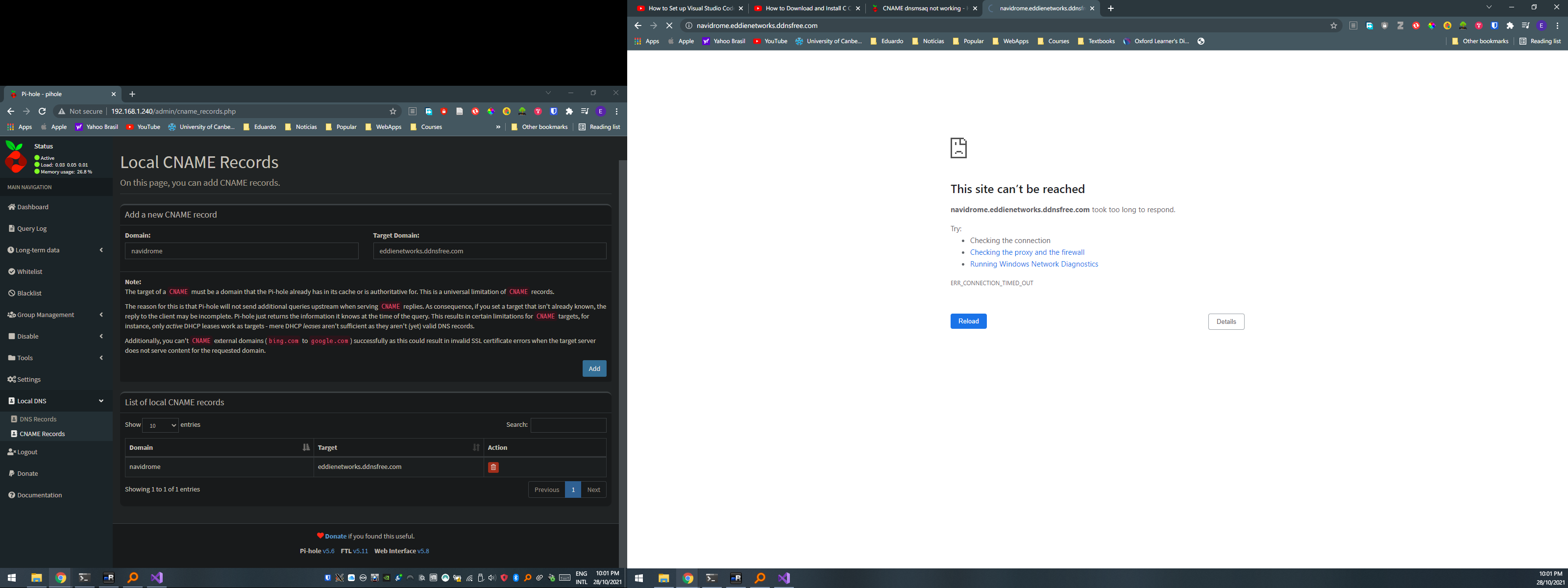 [SOLVED] CNAME dnsmsaq not working - Help - Pi-hole Userspace