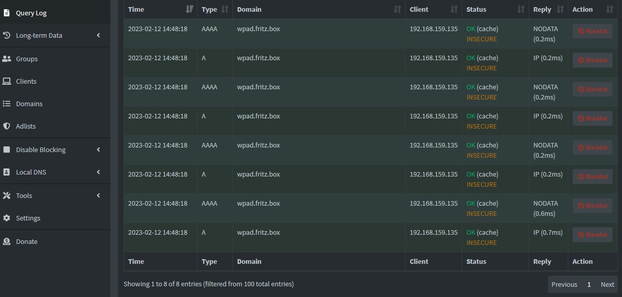 Query Log Einträge: client=wpad.fritz.box domain=api.github.com - Deutschsprachige Hilfe - Pi ...