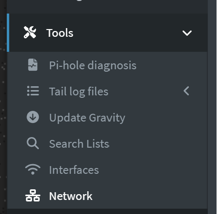 Navigation pane doesn't indicate current page on Tools > Interfaces site - Beta 6.0 - Pi-hole ...