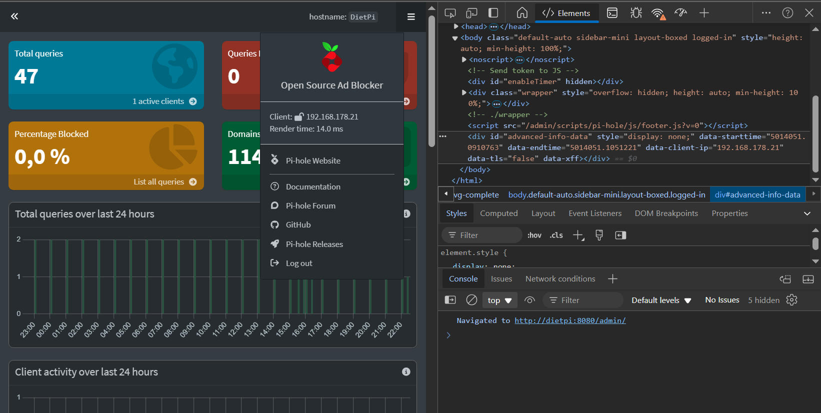 Error message in js console on login page - Beta 6.0 - Pi-hole Userspace