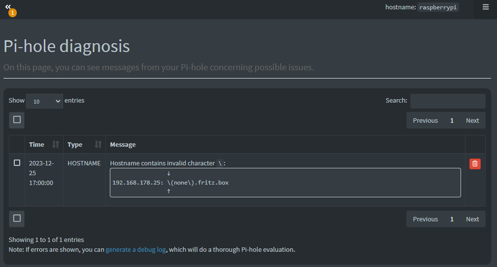 Hostname contains invalid character \: @ Pi-hole diagnosis - Deutschsprachige Hilfe - Pi-hole ...