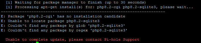 Unable to complete update - Help - Pi-hole Userspace