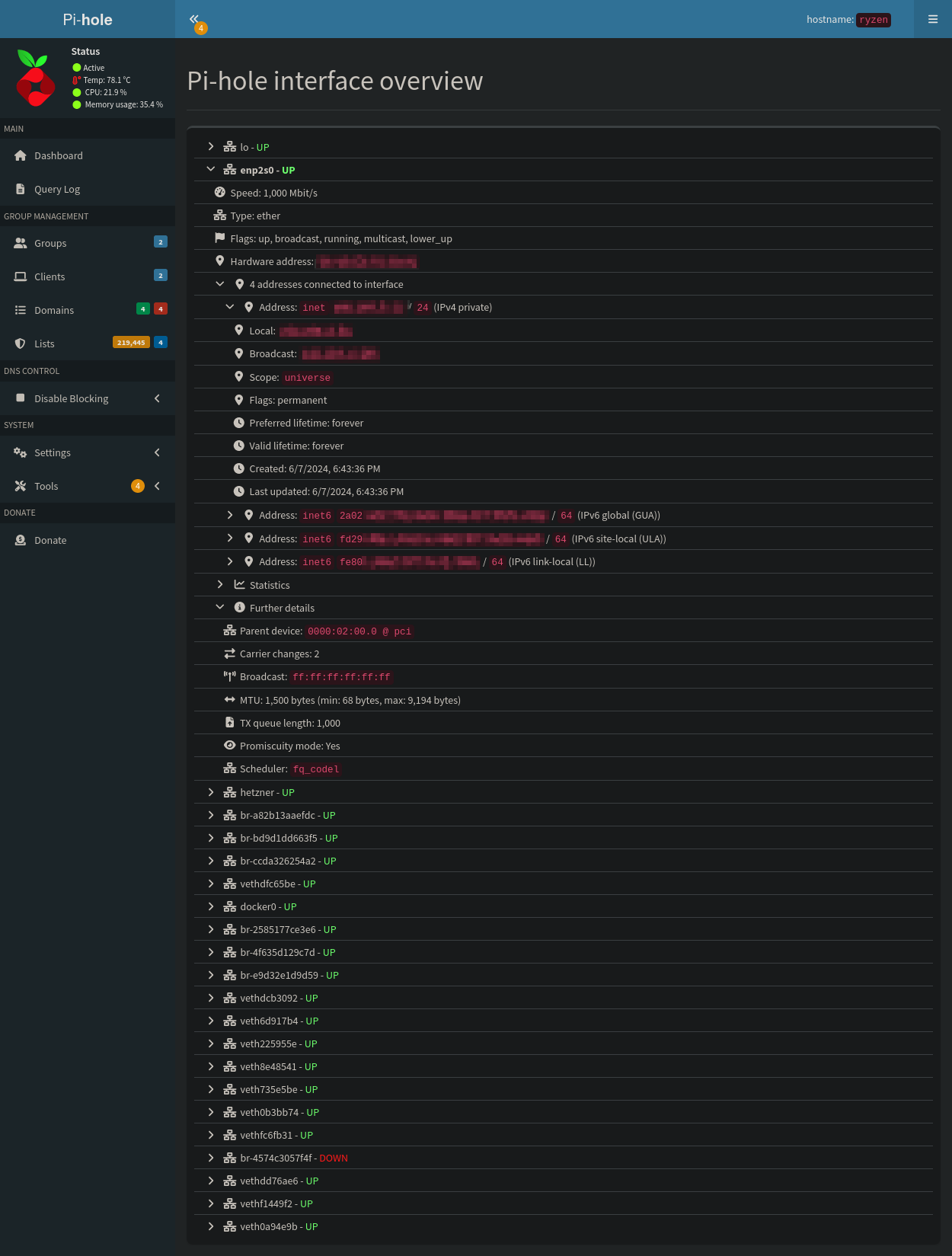 List IP V4 and V6 address in Web interface - Partially-implemented - Pi ...