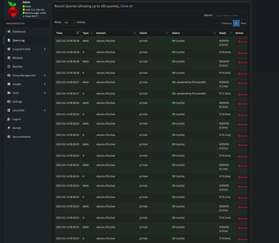 A lot of queries while viewing the dashboard - Help - Pi-hole Userspace