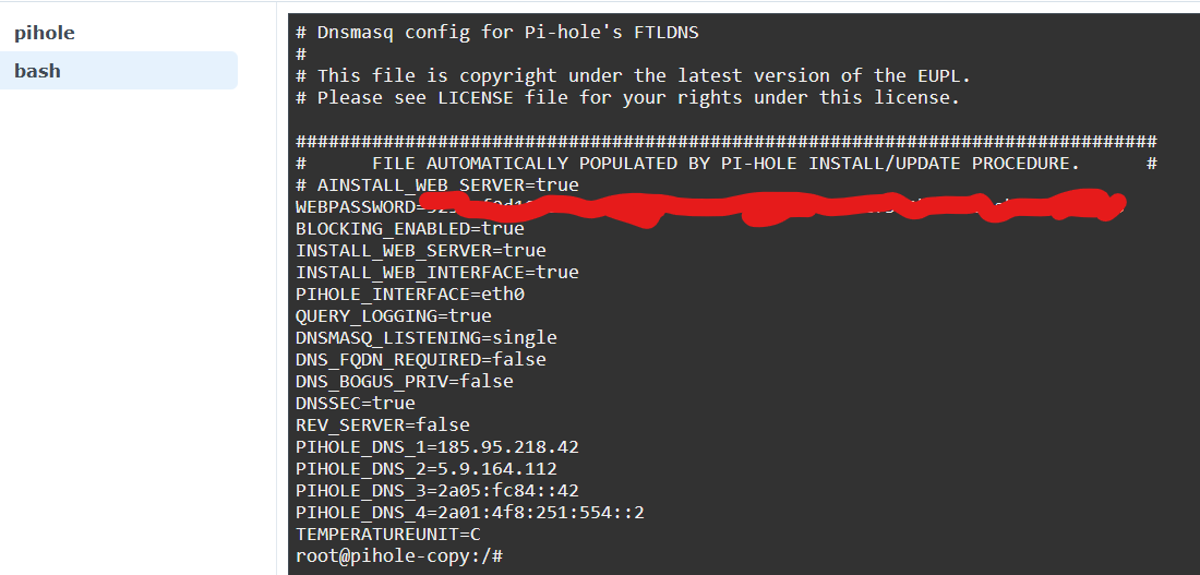 SetupVars error in webinterface - Community Help - Pi-hole Userspace