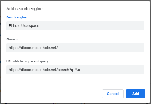 Using https://discourse.pi-hole.net/ as your search engine - General - Pi-hole Userspace