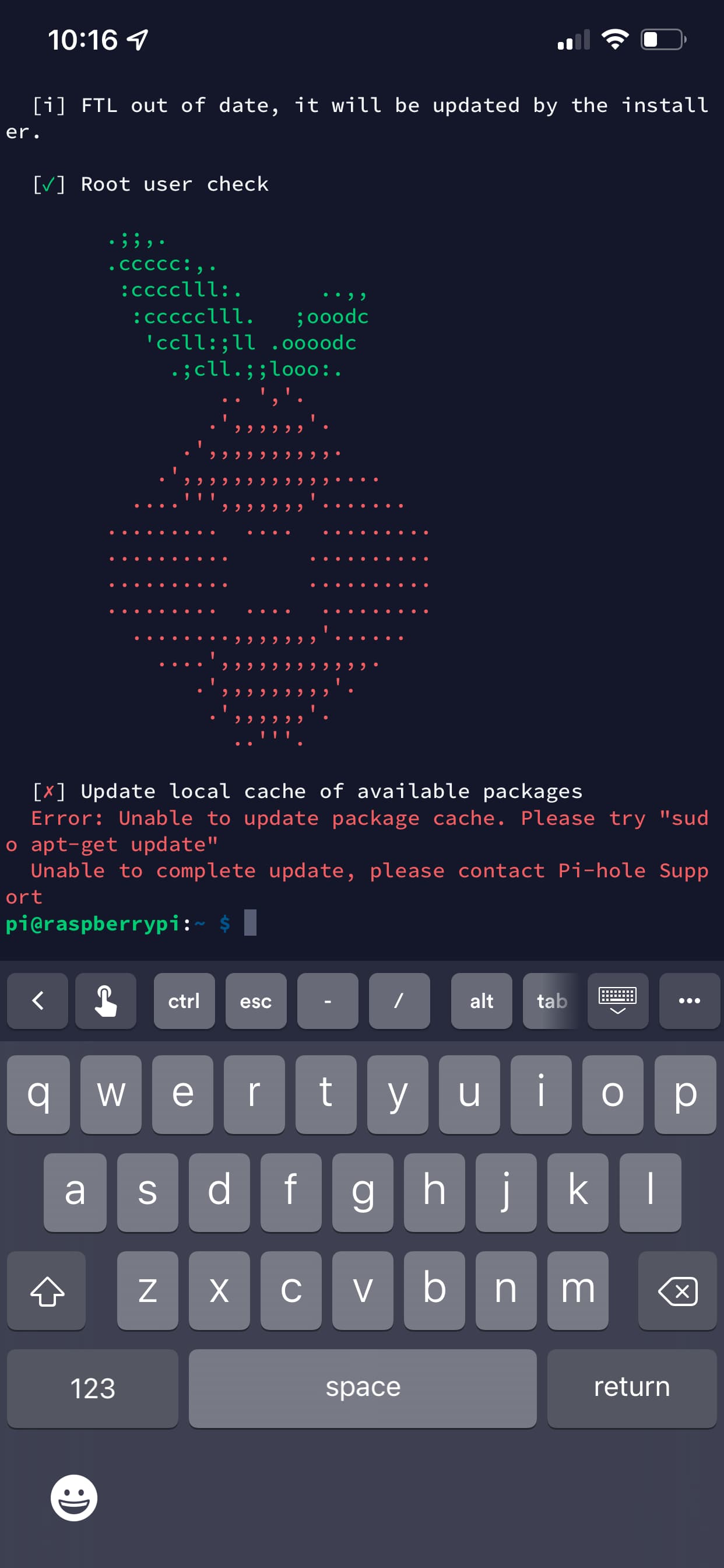 Trying to update pihole and rpi through ssh session - Help - Pi-hole Userspace