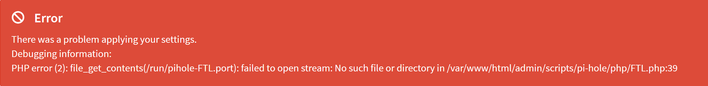 Pihole FTL error - Community Help - Pi-hole Userspace