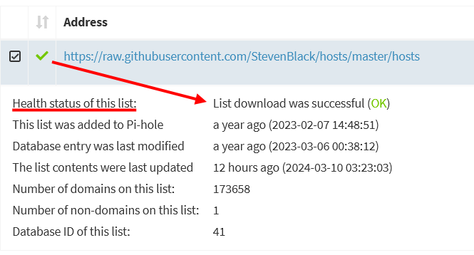 Was bedeuten diese Symbole bei "List of adlists"? - Deutschsprachige Hilfe - Pi-hole Userspace
