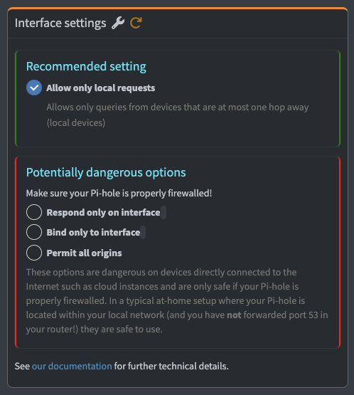 Possible configuration text error: DNS Settings -> Interface Settings - Help - Pi-hole Userspace