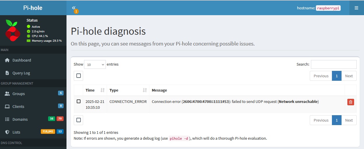 What is this Diagnosis connection error? - Help - Pi-hole Userspace