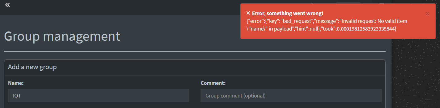 Add client or group in management doesn't work - Beta 6.0 - Pi-hole Userspace