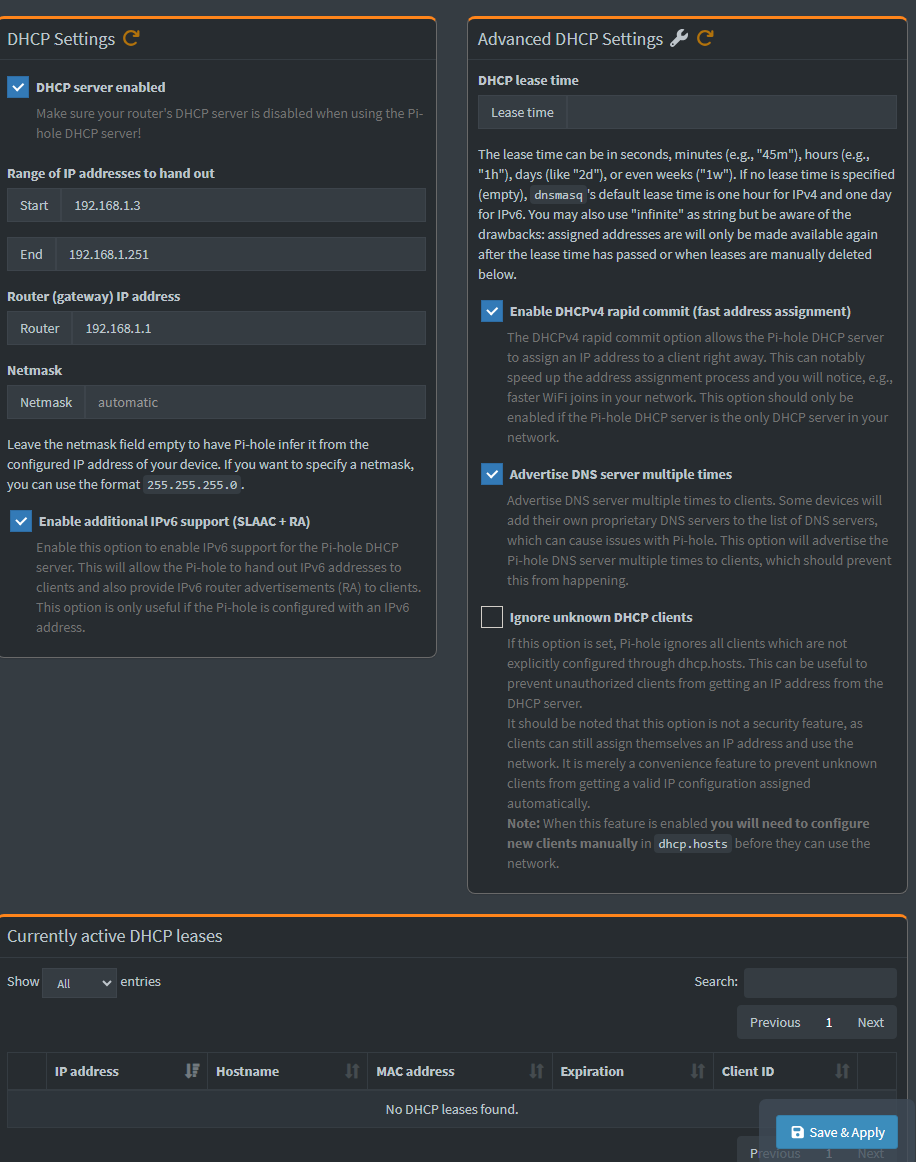 Help configuring DHCP - Help - Pi-hole Userspace