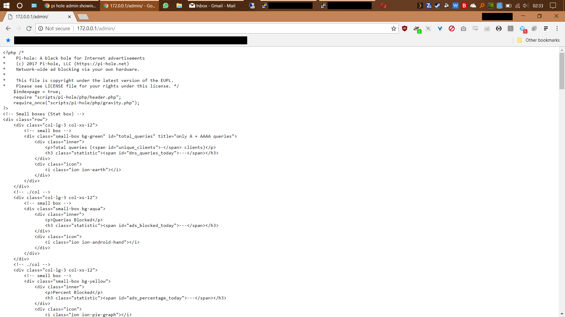Showing PHP code instead of page - Help - Pi-hole Userspace