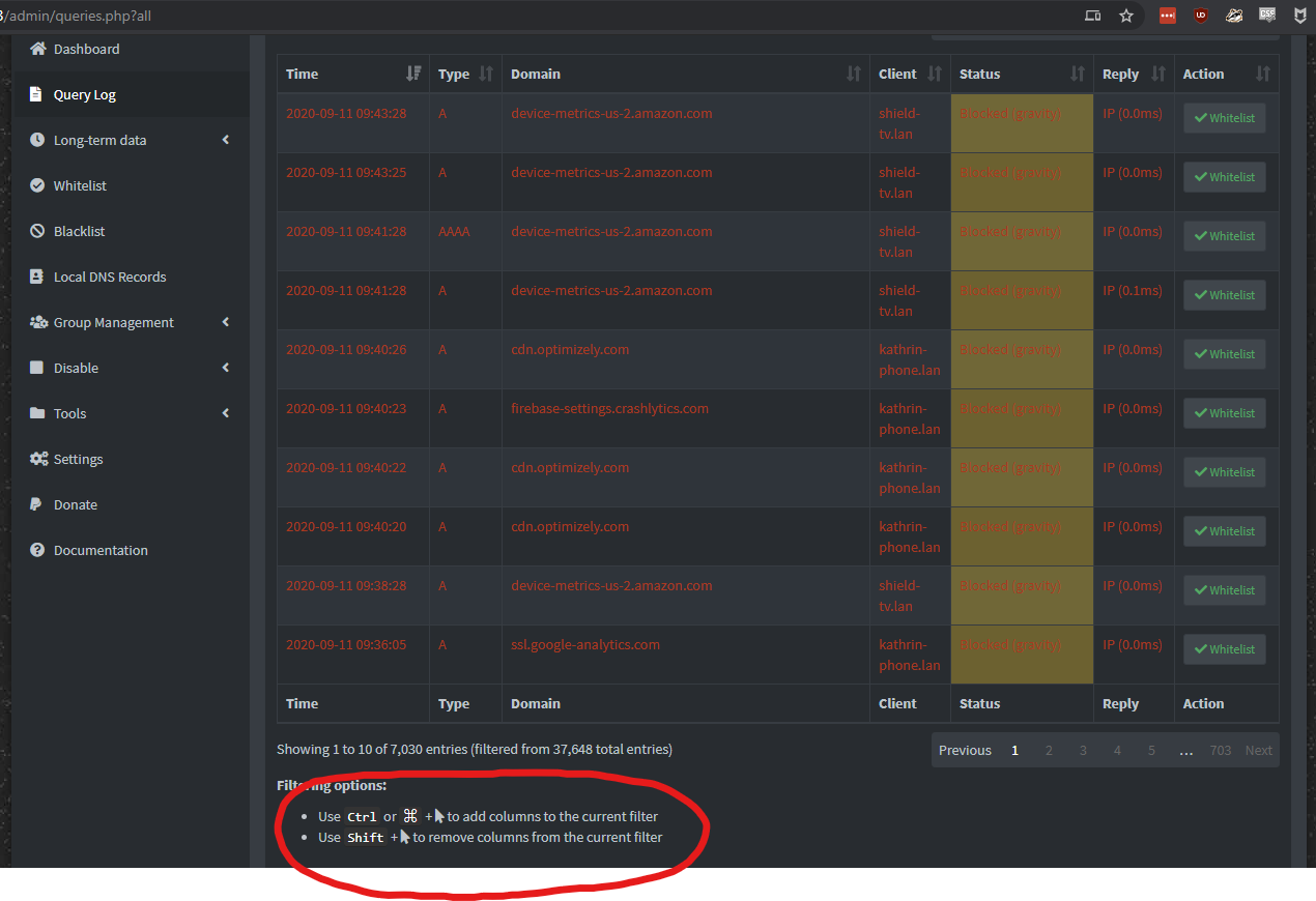 Preserve Selections on Long Term Query Log page - Feature Requests - Pi-hole Userspace