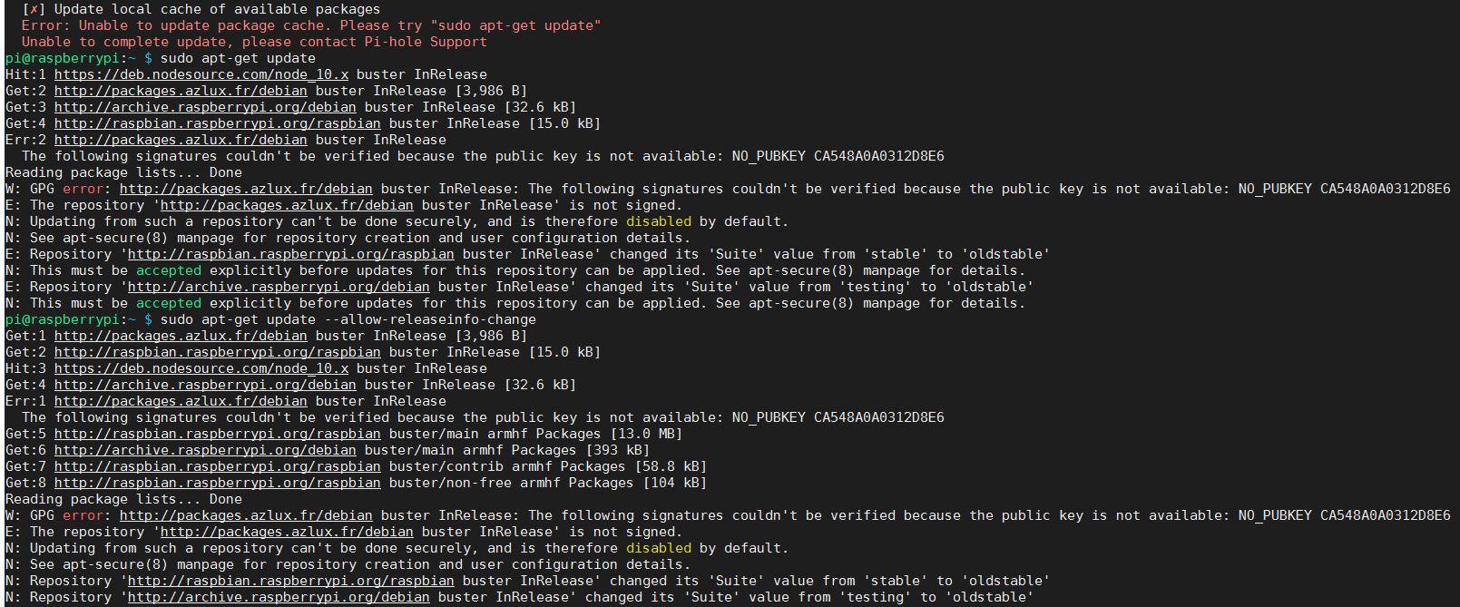 Unable to update Pi-hole - Community Help - Pi-hole Userspace