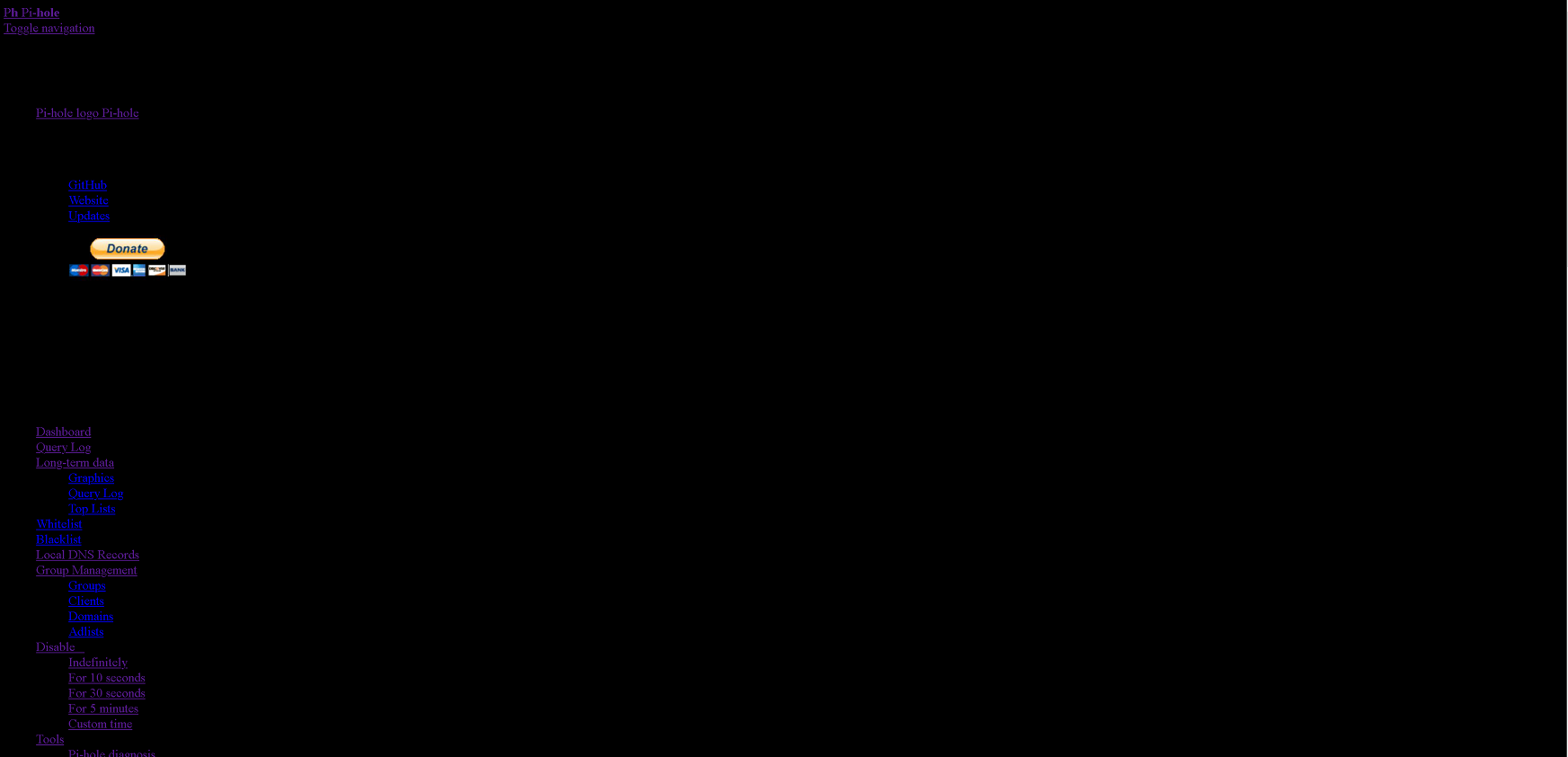Dashboard only partially rendering (only menu not graphics/content) - Help - Pi-hole Userspace