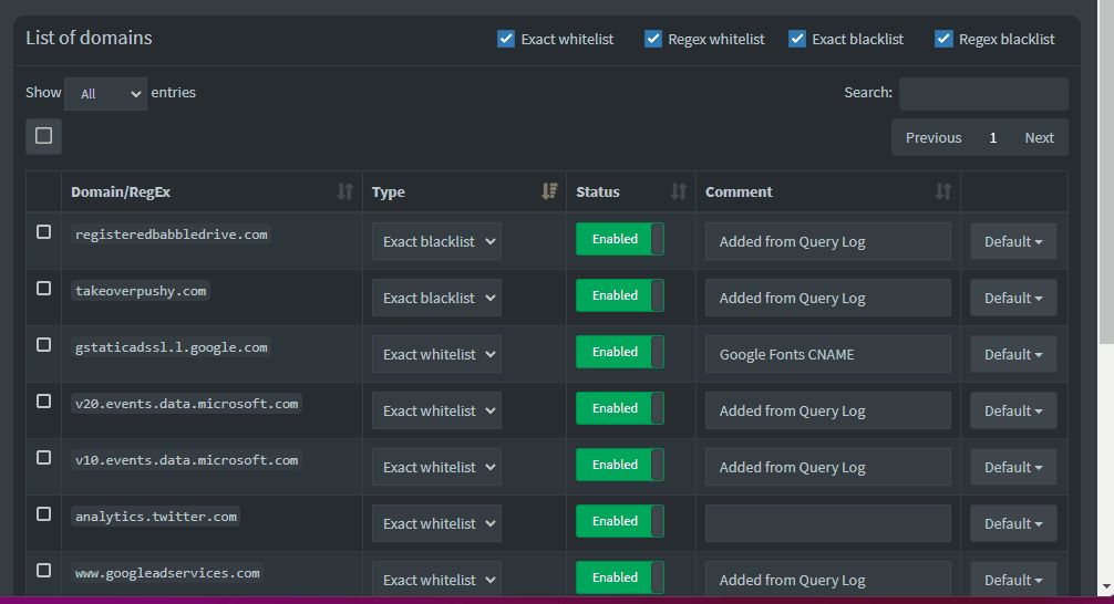 Where did Blacklist menu option go? - Help - Pi-hole Userspace