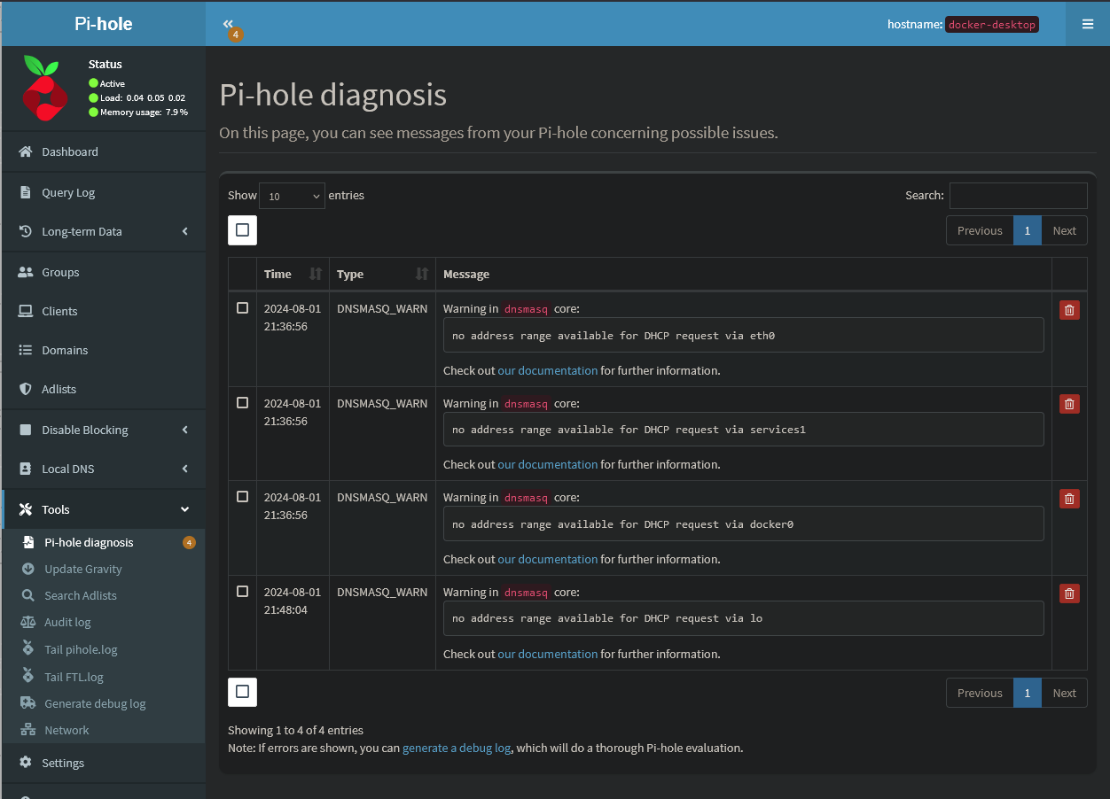 DHCP refuses to work on all interfaces - docker - Pi-hole Userspace
