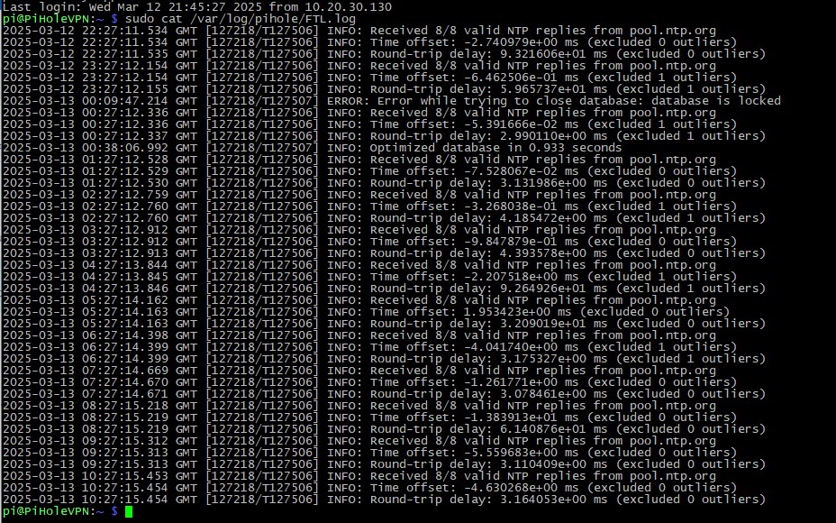 Error appearing in Pihole web interface does not appear in FTL.log - Help - Pi-hole Userspace